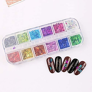 Stebcece ✪ 12 Colors DIY Alphabet English Letters Mixed Chunky Glitter Resin Letter Sequins
