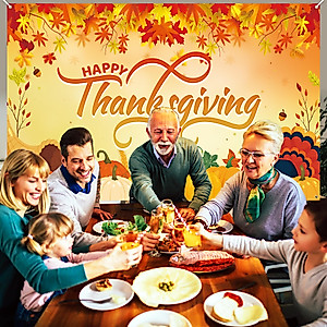 Thanksgiving Backdrop, Happy Thanksgiving Banner Thanksgiving Background, Thanksgiving Backdrops for Photography Party Decorations, 71 x 43 Inch