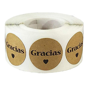 Esquirla Round Paper Spanish Gracias Thank You Stickers Label for Birthday Party