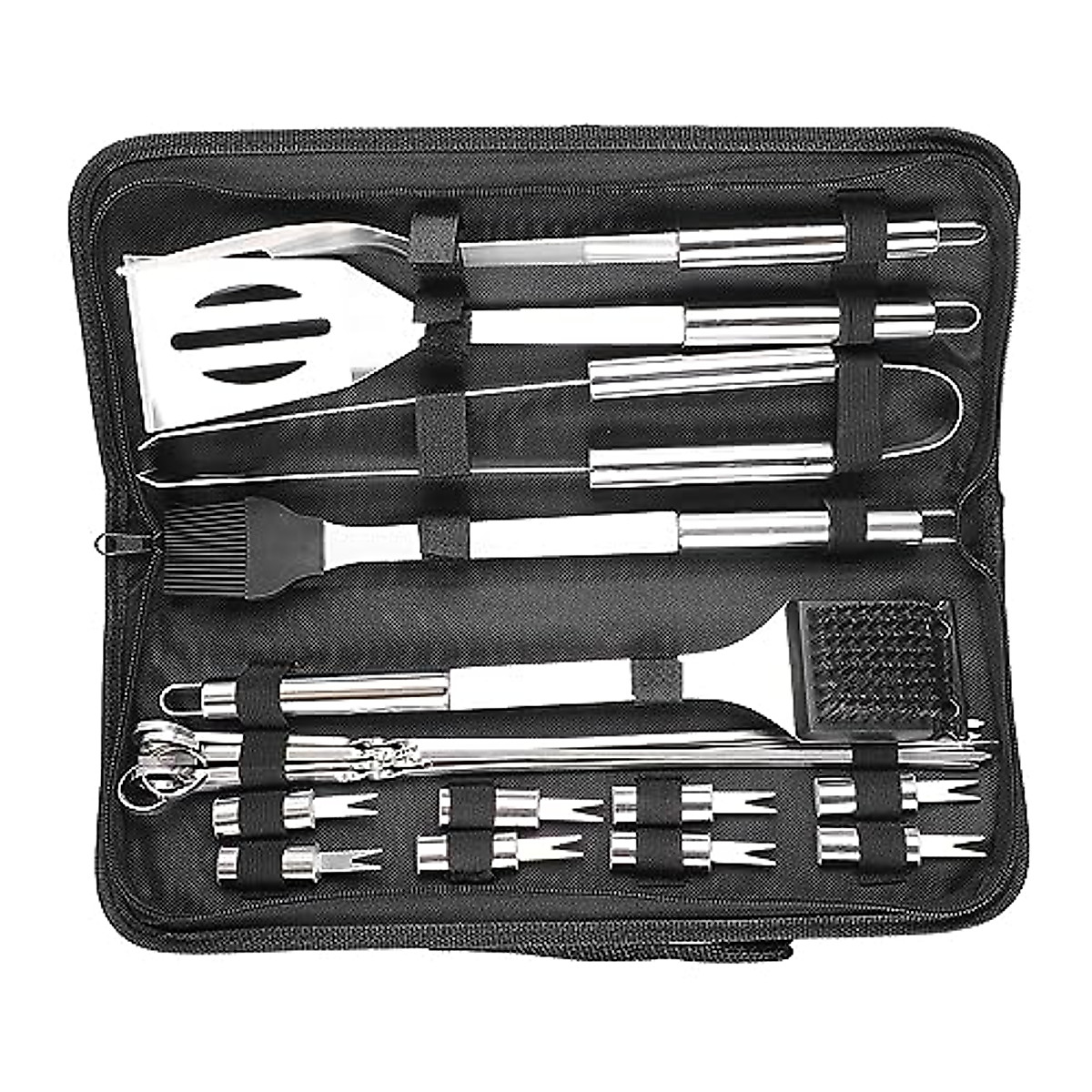 BBQ Grill Set, Stainless Steel Portable 20pcs Professional Tongs Barbecue Tool Set for Travel for Outdoor