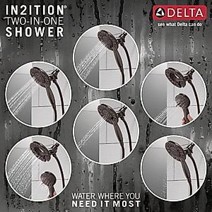 Delta Faucet 4-Spray In2ition Dual Shower Head with Handheld Spray, Oil Rubbed Bronze Shower Head with Hose, Showerheads & Handheld Showers, Handheld Shower Heads, Venetian Bronze 58499-RB