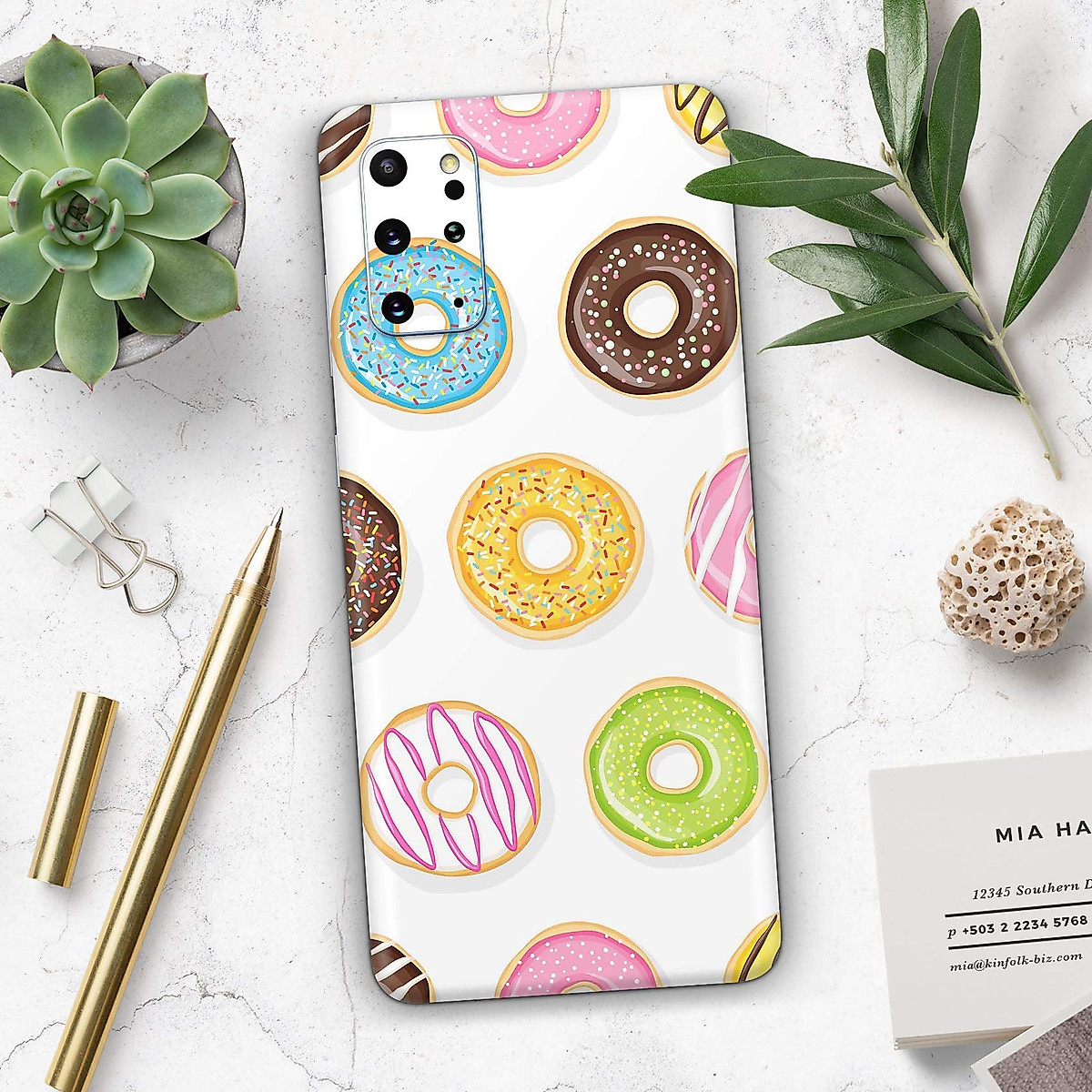 DesignSkinz Yummy Colored Donuts Protective Vinyl Decal Wrap Skin Cover Compatible with The Samsung Galaxy S20 (Screen Trim & Back Glass Skin)