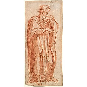 ArtDirect Cesare Nebbia 13x24 Gold Ornate Framed and Double Matted Museum Art Print Titled: Eleazar, Study for in Fresco in the Sixtine Chapel, Santa Maria Maggiore, Rome (1586)