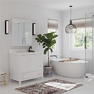 DHP Otum Bathroom 3 Door Mirrored Medicine Cabinet and Organizer, Surface Mount Wall Storage, White