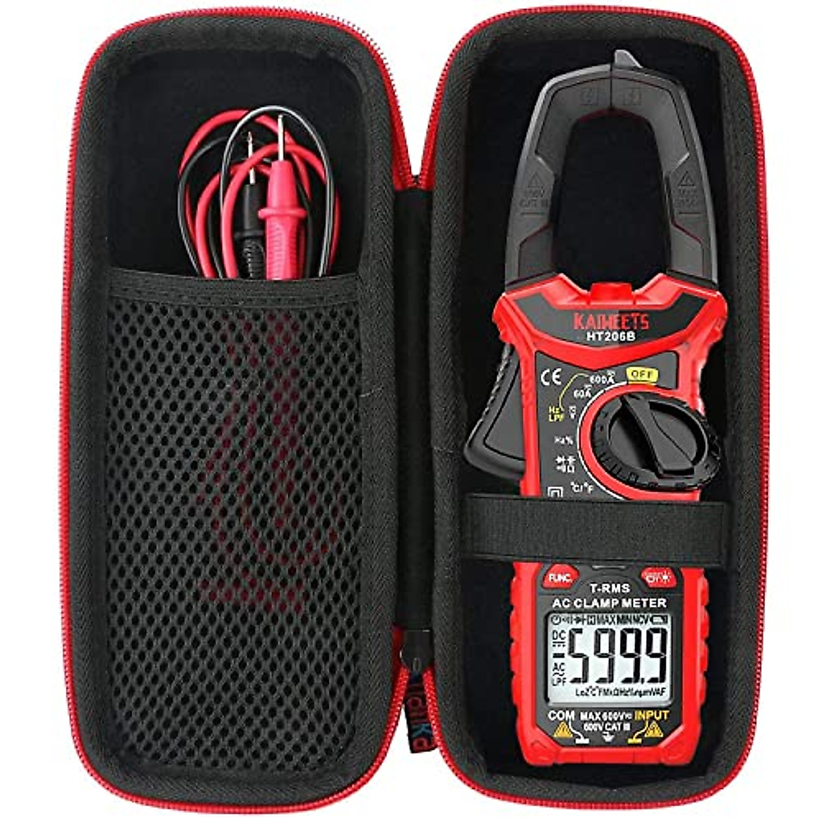 Khanka Hard Travel Case Replacement for KAIWEETS HT206b / HT206d 600A Digital Clamp Meter T-RMS 6000 Counts, Auto-Ranging Multimeters AC/DC Current Voltmeter Ammeter Tester， Case Only