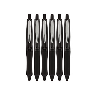 PILOT Dr. Grip FullBlack Refillable & Retractable Ballpoint Pen, Medium Point, Black Ink, 6 PACK