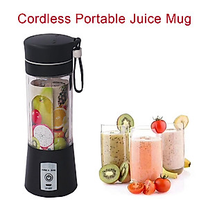 Portable Blender-Fruit & Vegetable Juicer-For Travel Sports Kitchen-380Ml With 6 Blades-WENPIC Food Mixer-For Shakes And Smoothies，Juice, Baby Food, Etc. (Black)