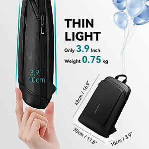 Super Slim Backpack for Men, 15.6 Inch Laptop Backpack with High Tech Back Plate Design, Waterproof Business Backpack, Casual Daypack Ideal for Working, Commuting, Daily