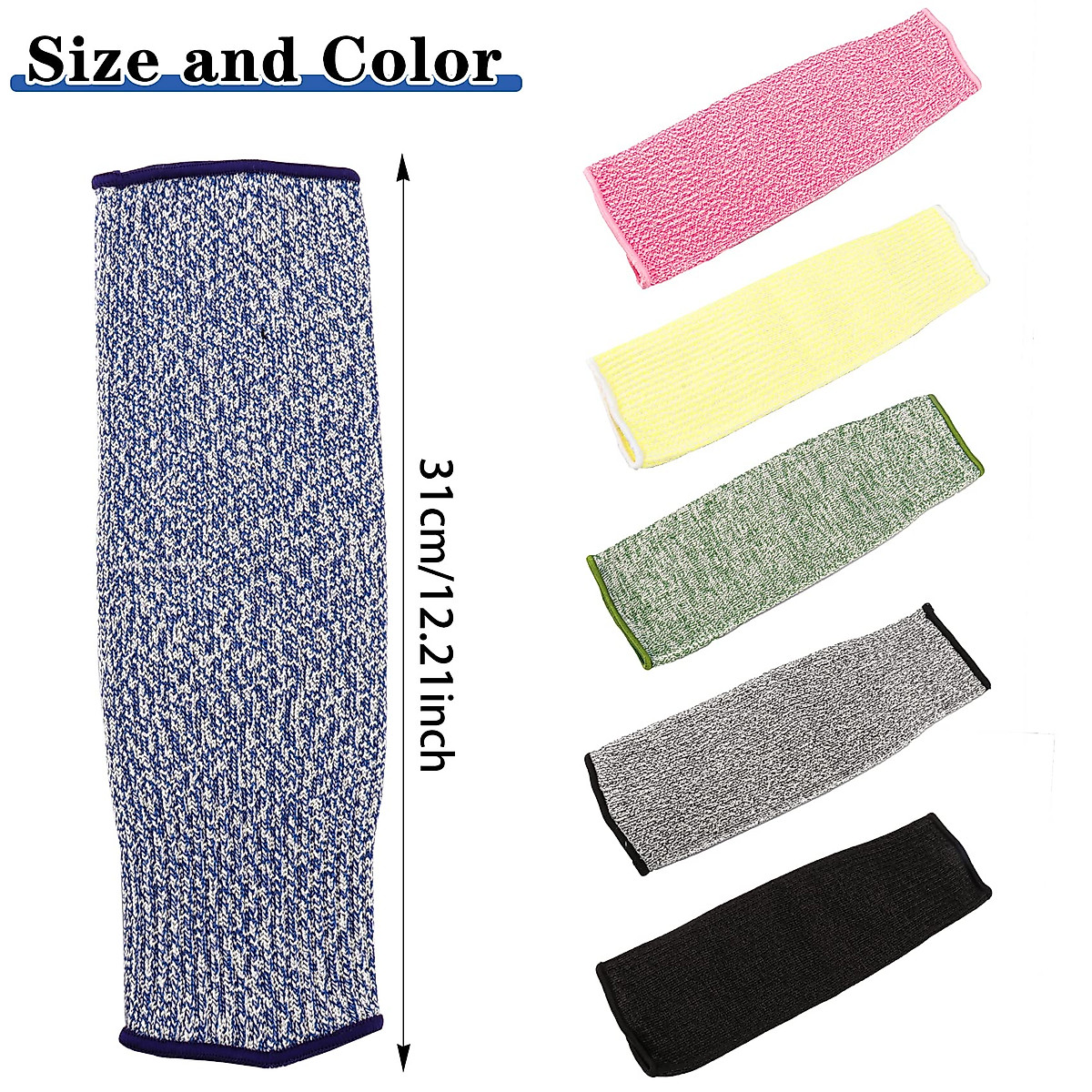 Jelyne 6 Pairs Arm Protective Sleeves Level 5 Cut Resistant Protection Sleeve 31CM Unisex Anti Abrasion Anti Scratches Anti-bite for Arm Garden Kitchen Work Protection Safety