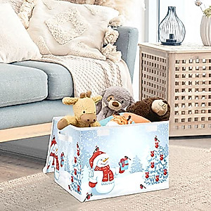 Snowman Bird Large Storage Bins with Lid Collapsible Storage Bin Storage Cubes Rectangle Storage Bin for Living Room Bedroom