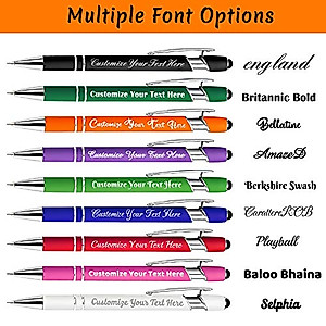 GIFTSDIY Personalized Pens with Stylus,Custom Engraving Ballpoint Pens,Imprinted with Your Logo or Message for Christmas, Graduation And Birthday,Black Ink,Medium Point (12, Purple)
