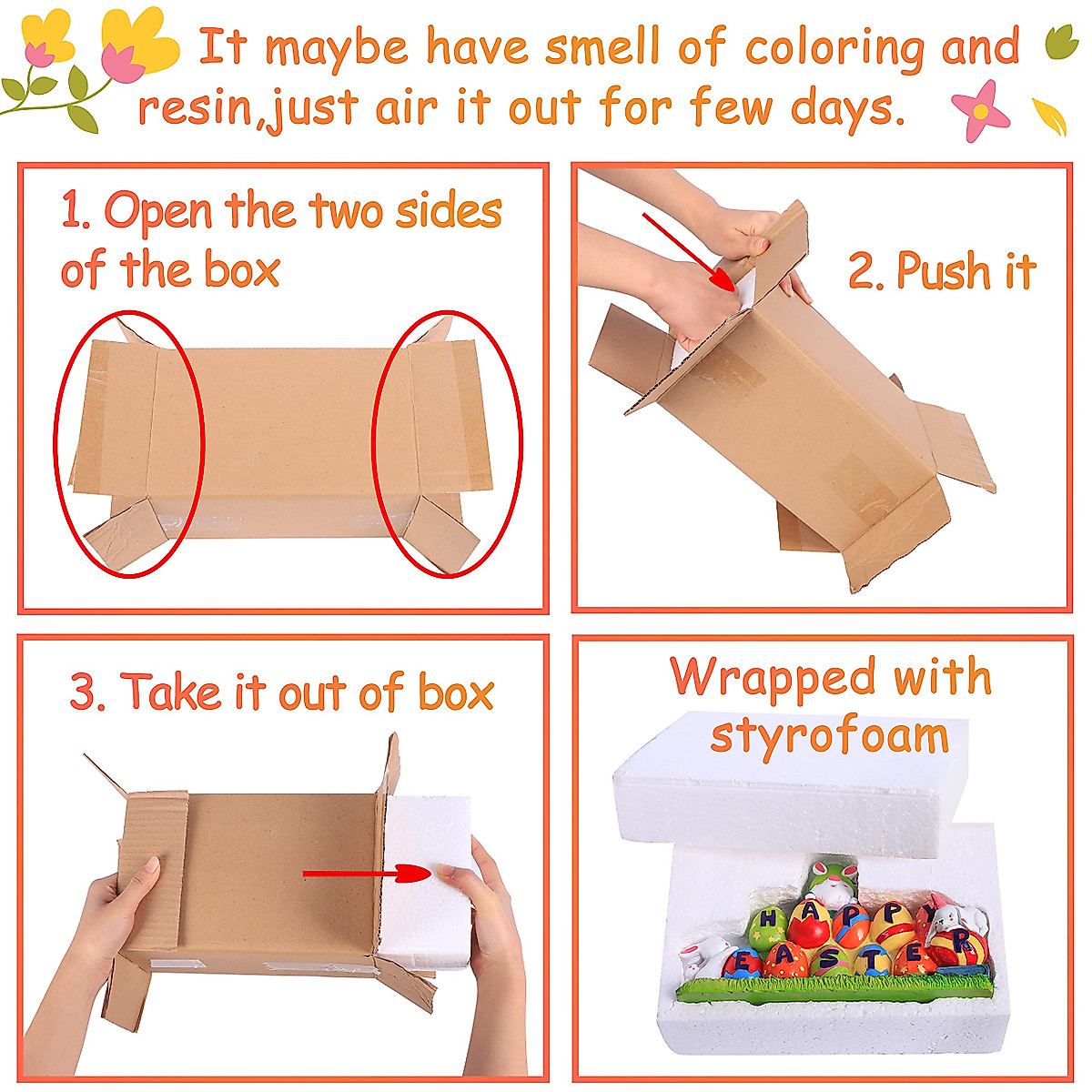 luck sea Easter Decorations Table Centerpiece - Egg Bunny Gnome Figurine Spring Tabletop Decor Home Party Ornament Gift (Hand Painted)