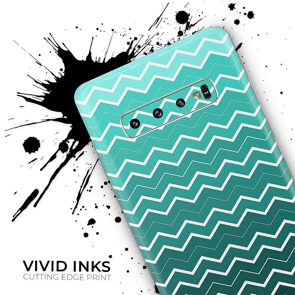 DesignSkinz Teal Gradient Layered Chevron Protective Vinyl Decal Wrap Skin Cover Compatible with The Samsung Galaxy S20 (Screen Trim & Back Glass Skin)