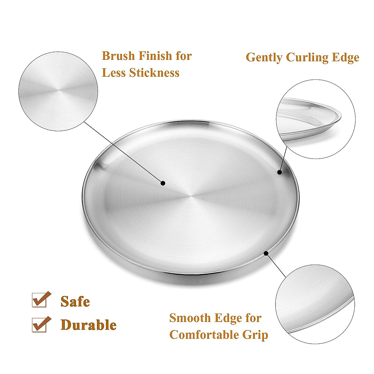 Deedro Pizza Baking Pan Pizza Sheet, 10 inch Stainless Steel Pizza Tray Round Pizza Oven Pan for Home Restaurant Pizzeria, Nontoxic & Heavy Duty, Easy Clean & Dishwasher Safe, Set of 4