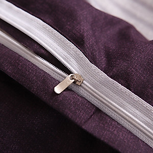 Tenghe Stripe Colorblock Print 3 Pcs Duvet Cover Sets Soft Reversible Bedding Cover Brushed Microfiber Full Queen Size(King,Purple Stripe)