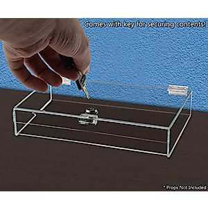 Acrylic Locking Display Case with Keys 12" x 8" x 2.75" Clear Countertop Rectangular Tray with Lid for Tradeshows Expos Flea Markets and Swap Meets by Marketing Holders