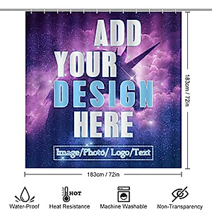 Mfiwrky Custom Shower Curtain Set, Personalized Shower Curtain 72 x 72 Inch Add Your Photo Text Logo Bathroom Set 4Pcs, Customized Shower Curtain Sets with Rugs 4Pcs Gifts for Boys Girls Men Women