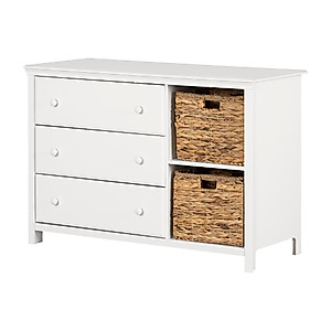 South Shore Cotton Candy 3-Drawer Dresser with Baskets, Pure White