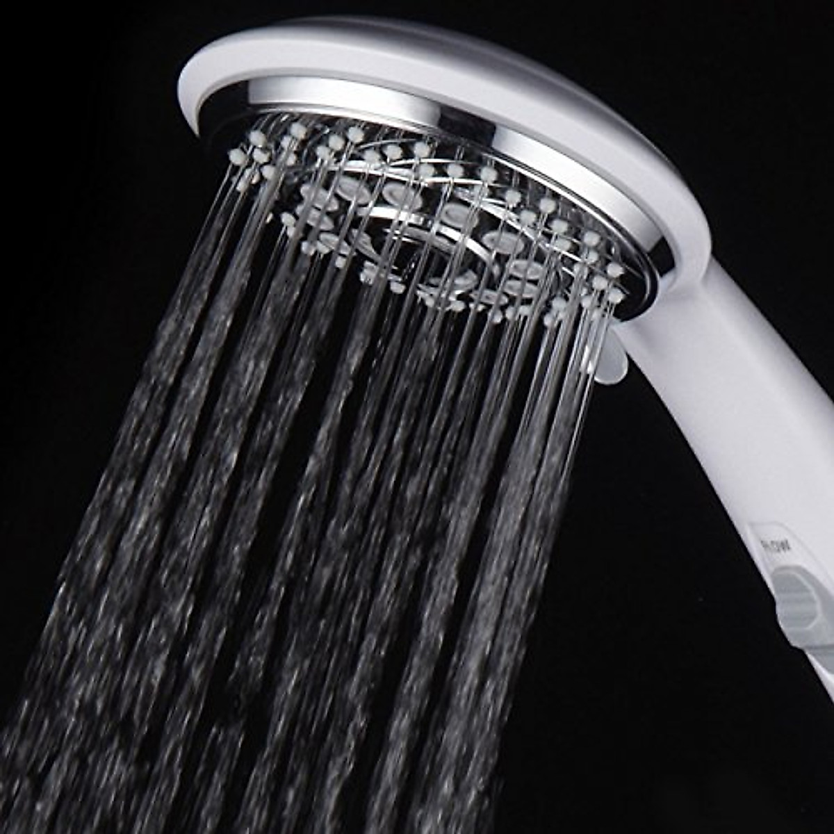 HotelSpa Designer White/Chrome-Face Spiral Handheld w/Patented ON/OFF Pause Switch