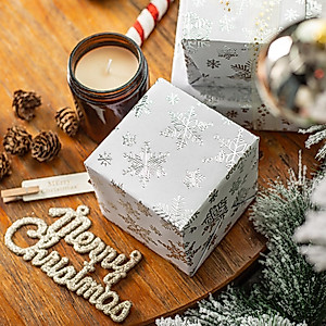 Homeral Christmas Wrapping Paper Roll - 46.8sq.ft. 3D Embossed Silver Foil Snowflakes on White for Christmas, Winter Holiday, Party, New Year Celebration- 17in x 33ft