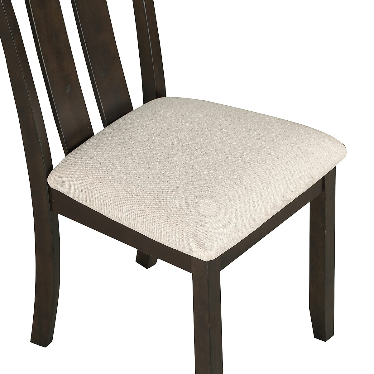 Tiophome Set of 4 Seat Cushions and Curved Back, Soft Fabric Chairs with Solid Wood Legs for Indoor Dining Room, Restaurant, Kitchen, Veneer Birch Finish (Espresso)