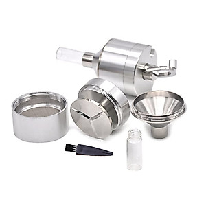 Spice Grinder Hand Mill Funnel Spice Crusher Funnel Shape Metal Grinder Fine Powder with Storage Bottle