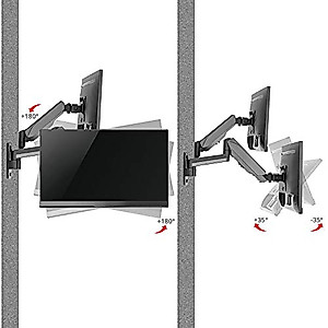 SIIG Aluminum Gas Spring Monitor Wall Mount - Heavy Duty Hold 17" to 32" Screens, Up to 19.8 lbs, VESA 75x75 or 100x100 (Dual Arm)