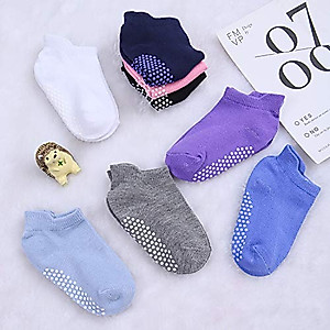 Cooraby 16 Pairs Toddler Non Slip Grip Ankle Socks Anti Skid Athletic Socks for Toddlers Boys or Girls