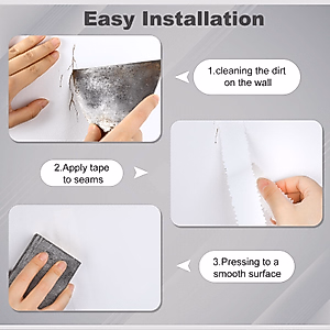 Saypacck 4 Rolls Self Adhesive Stress Crack Tape Drywall Joint Tape Wall Crack and Seam Patch Heavy Duty Smooth Roll Concrete Patch and Repair Kit, 1.25'' x 10'