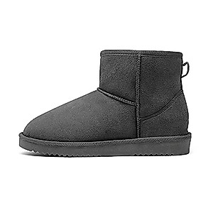 DREAM PAIRS Women's DSB214 Winter Snow Boots Classic Faux Fur Lined Slip On Ankle Boots Grey Size 10 M US