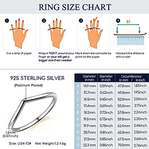 Suplight Small Wishbone Ring 925 Sterling Silver V Shaped Chevron Rings for Women Size 5