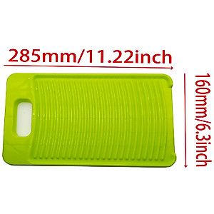 GWYAN 11 Inch Antiskid Mini Washboard Plastic Washing Board Household for Students/Kids Clothes Clean Laundry (Green)