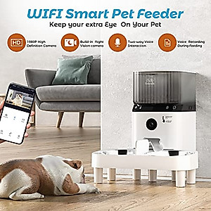 Sobralik Automatic Cat Feeder with Camera for Two Cats, 5L Auto Pet Feeder with 1080p Hd Video & 2-Way Audio, Portion Control, Dual Power Supply, Voice Recorder, 2.4G Wi-Fi Enabled