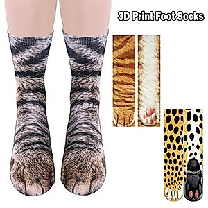 Animal Paw Socks, Funny Weird Stocking Stuffers Novelty Crazy Crew Socks for Women Men Boys Girls Kids