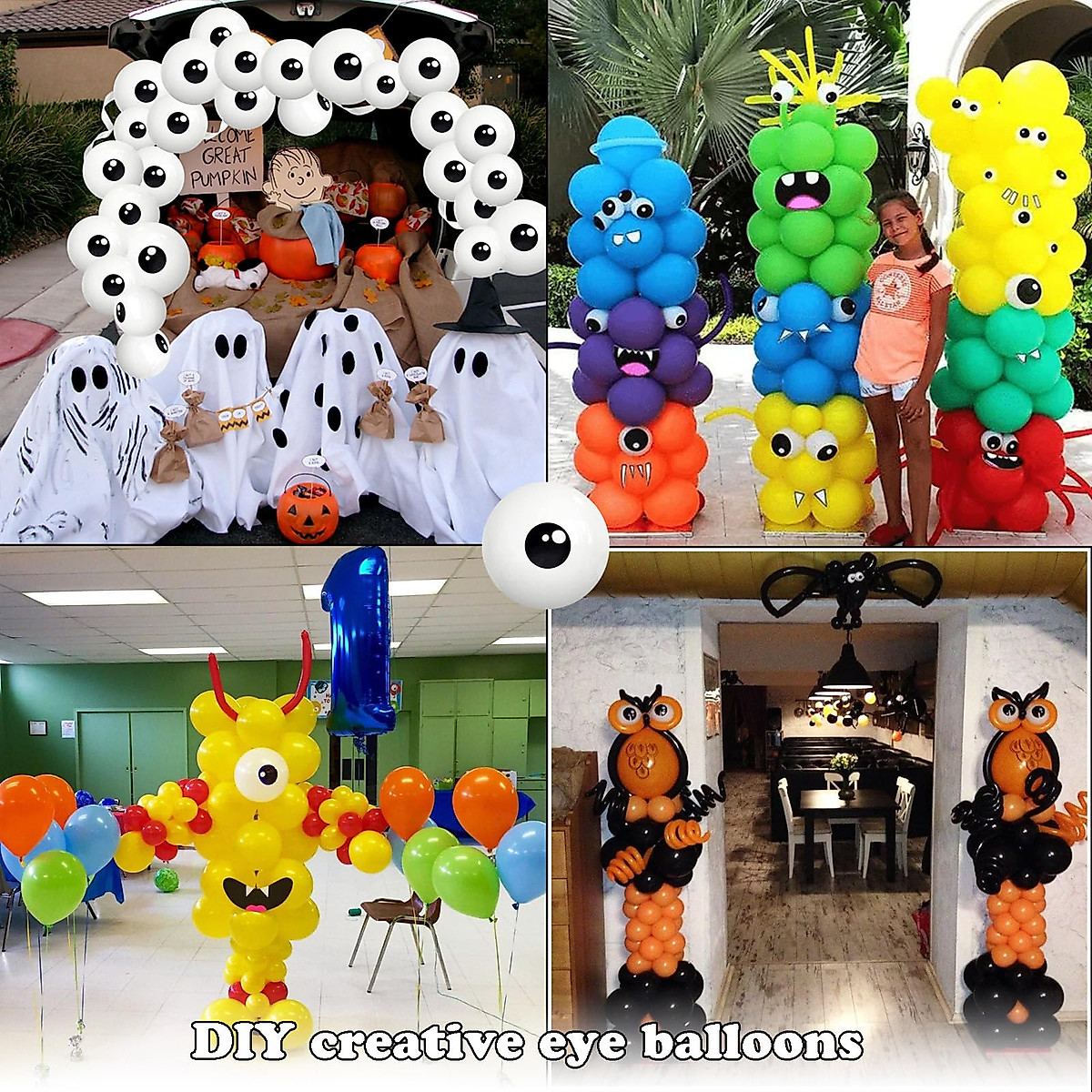100PCS Eyeball Balloons - Latex Eye Balloons Halloween Decorations Garland Supplies for Birthday Baby Shower Party