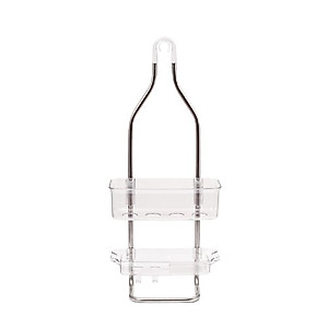 iDesign Brushed Stainless Steel Zia Shower Caddy, Clear