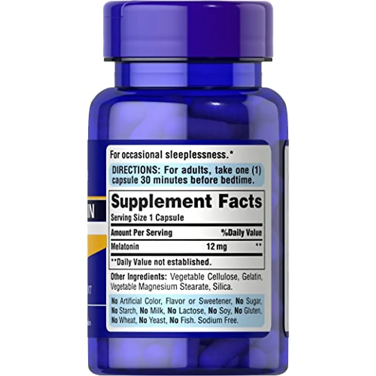 Puritans Pride Melatonin 12 mg 60 Count, White