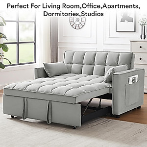 Rovibek Sofa Bed 3 in 1 Sleeper Sofa Couch Bed Pull Out Futon Sofa Bed Convertible Sleeper Sofa Bed Love Seat with 2 Pillows & Side Storage Pockets for Living Room Apartment Small Space