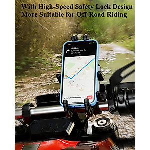 BRCOVAN Motorcycle Phone Holder with Vibration Dampener & High-Speed Secure Lock, Anti-Theft Motorcycle Phone Mount Handlebar Cellphone Holder for Bike Bicycle Scooter ATV Fit 5.4''-7.2'' Smartphones