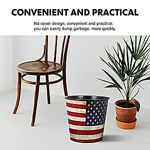 Angoily Vintage Trash Can American Flag Trash Can Wastebasket Garbage Bin Retro Waste Toilet Paper Bin Basket for Bathroom Bedroom Office