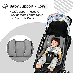 Innokids Baby Stroller Seat Liners Head Body Support Cushion Reversible Infant Liner Insert with Adjustable Pillow Fit Summer and Winter Use (Gray)