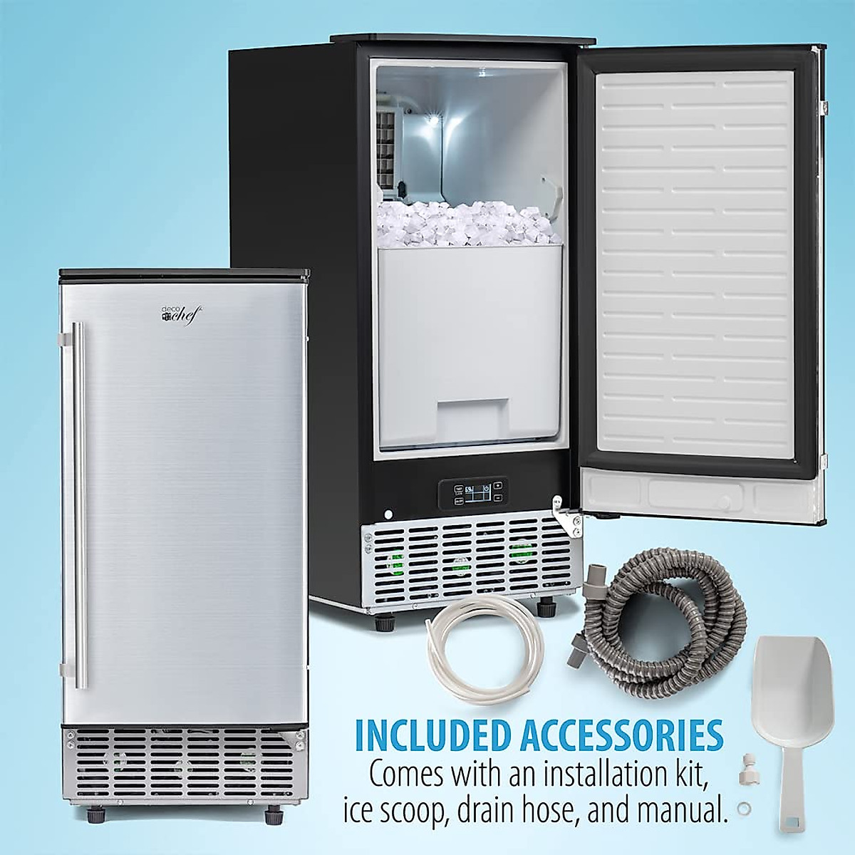 Deco Chef UTICM01 Under Counter Ice Maker, Automatically Makes 80lb Restaurant Quality Ice Per Day (Renewed)