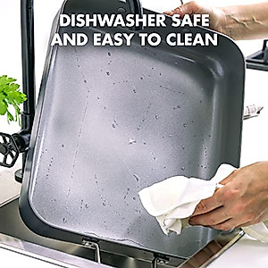 GreenPan Chatham Hard Anodized Healthy Ceramic Nonstick, 16" x 13" Roasting Pan with Roaster Rack, PFAS-Free, Dishwasher Safe, Oven Safe, Gray