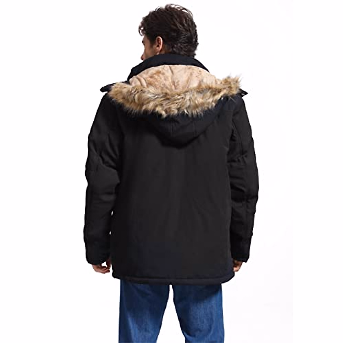 Yozai Men's Winter Coats, Warm Winter Jackets for Mens Ski Snow Jacket Snowboard Water Resistant Jacket Mountain Windbreaker Detachable Hooded Parka Black Medium