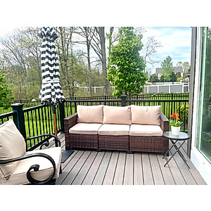 Oslimea 6p Patio Cushion Covers Outdoor Patio Cushions Covers Replacement Waterproof with Zipper for 3 Seat Patio Furniture Set, Slipcovers for Outdoor Cushions, Covers Only, Sand