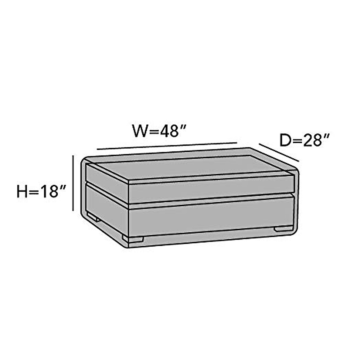 Covermates Outdoor Rectangular Ottoman Cover - Water Resistant Polyester, Drawcord Hem, Mesh Vents, Seating and Chair Covers, 48W x 28D x 18H, Khaki