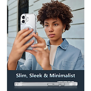 FNTCASE for iPhone 16 Case: Clear Magnetic Military Grade Drop Protection Anti Yellowing Slim Case - Rugged Shockproof Protective Transparent Cell Phone Cover(Clear)