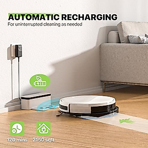 Magshion Robot Vacuum and Mop Combo, Wi-Fi/App, Automatic Self-Charging Robotic Vacuum Cleaner, 2800Pa Suction, Good for Hard Floors Carpets, White