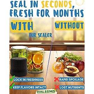 Electric Mason Jar Vacuum Sealer Kit - Auto Stop, Compact Design, Seals Jars and Bags, Jar Vacuum Sealer for Mason Jars, Mason Jar Sealer Vacuum Kit, Food Saver Jar Sealer for Mason Jars