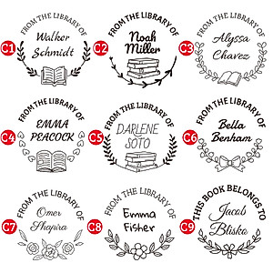 Library Book Stamp,Personalized Round Book Stamps，Up to 9 Stamp Shell Colors, 5 Ink Colors (Custom Library Stamp)